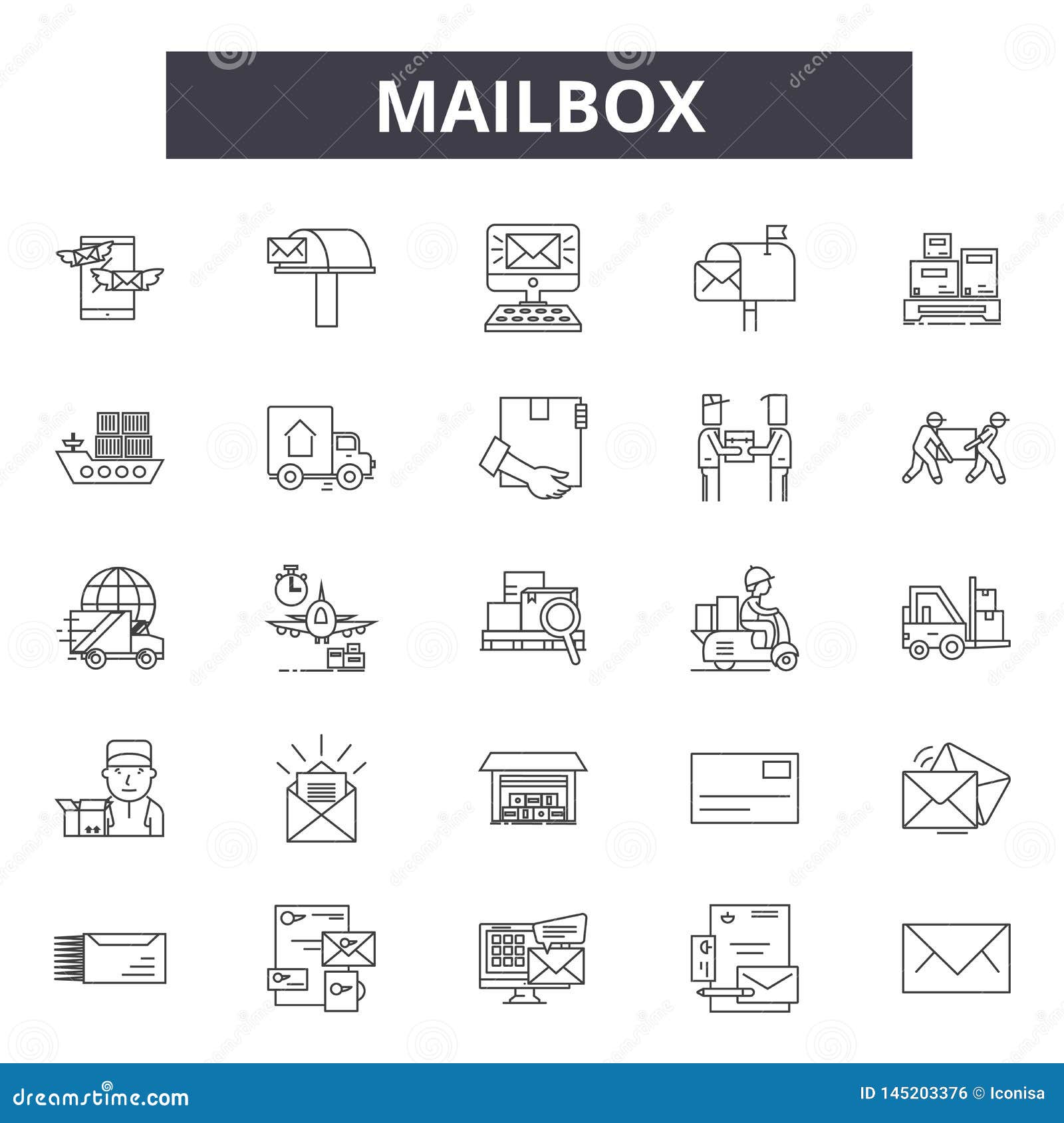 Mailbox Line Icons, Signs, Vector Set, Outline Illustration Concept ...