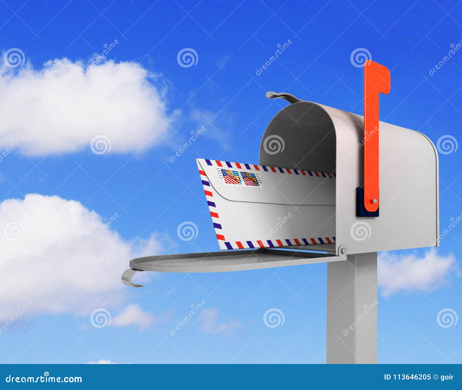 Mailbox over sky stock illustration. Illustration of envelope - 113646205