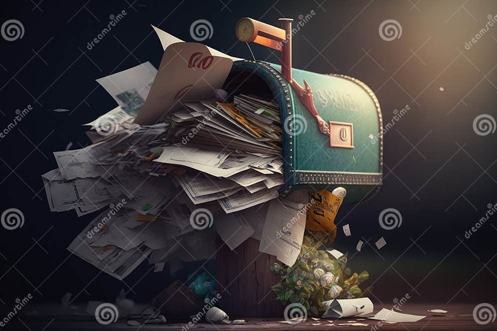 Mailbox Overflowing with Mail and Bills Stock Illustration ...