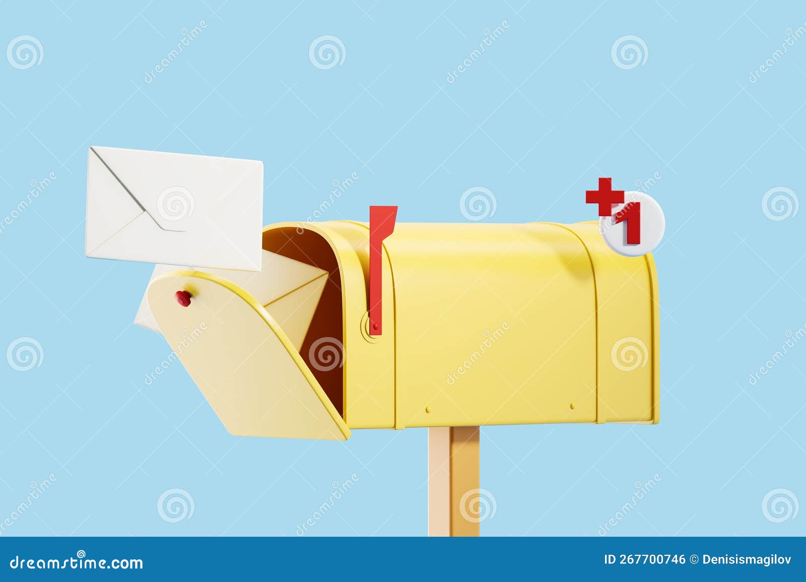 Mailbox and Paper Envelope Flying, Plus One Notification Stock ...
