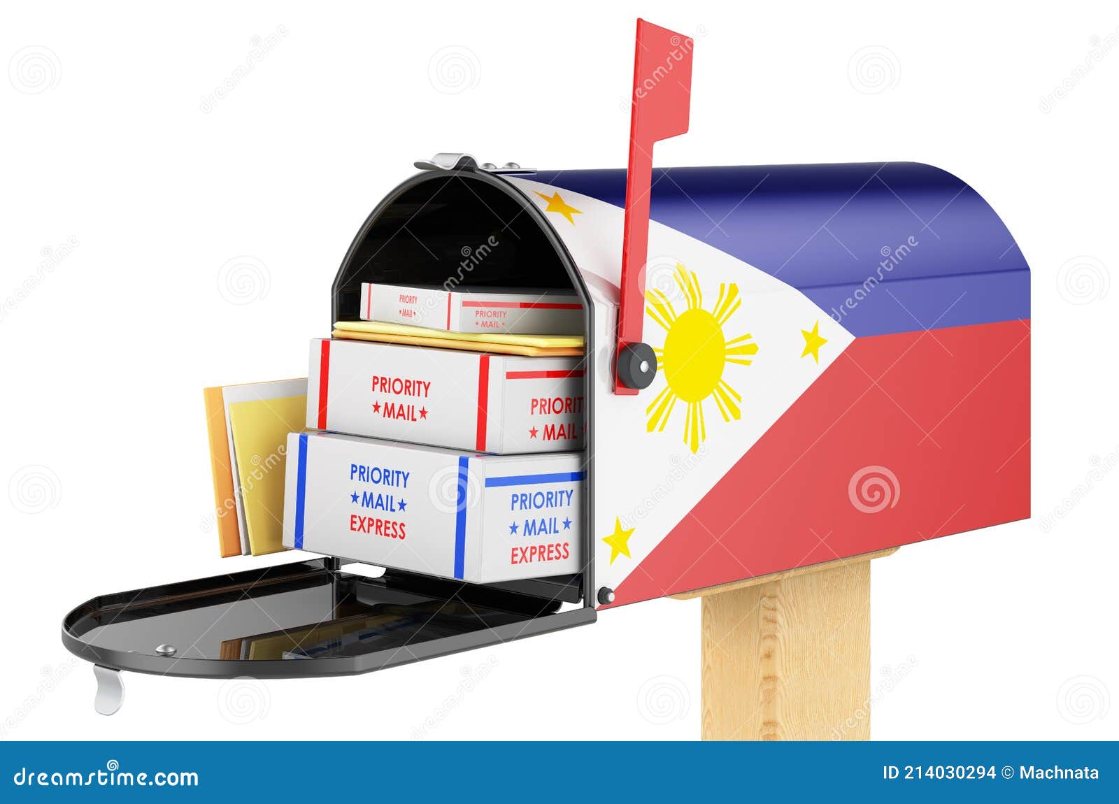 Mailbox with Philippines Flag with Parcels, Envelopes Inside. Shipping ...