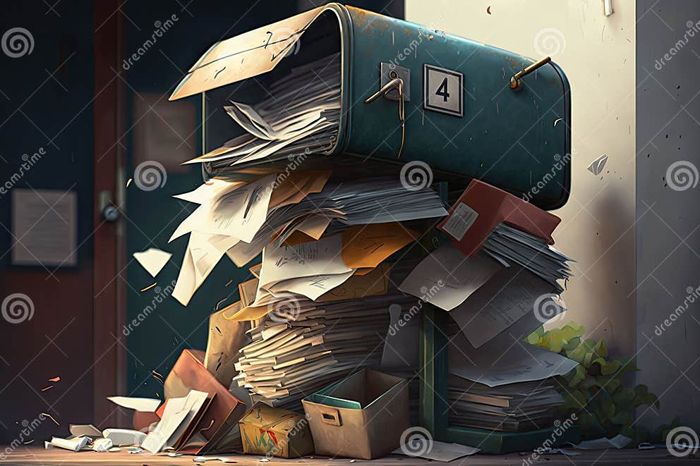 Mailbox with a Pile of Mail Inside, Ready To Be Delivered Stock ...
