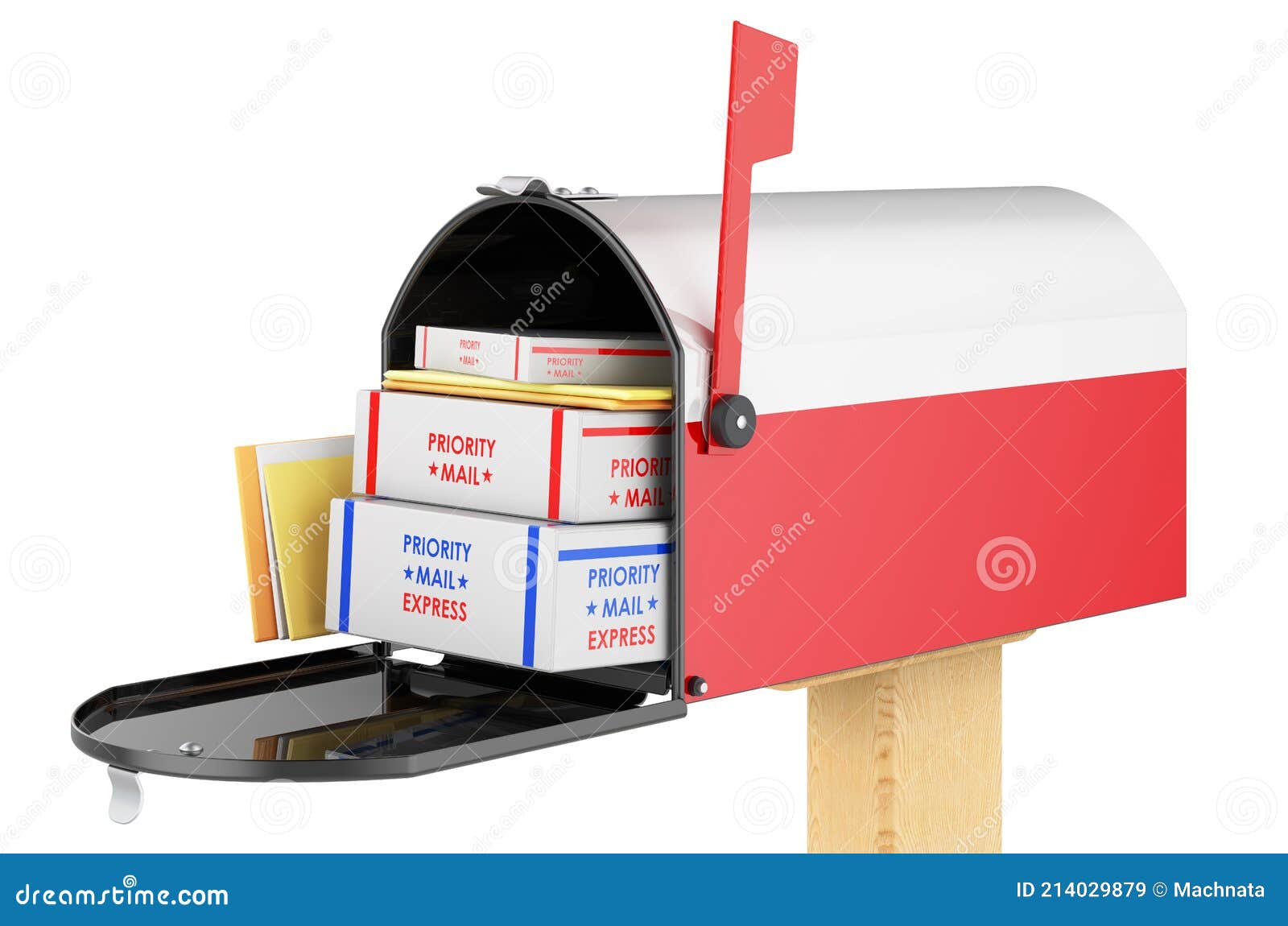 Mailbox with Polish Flag with Parcels, Envelopes Inside. Shipping in ...