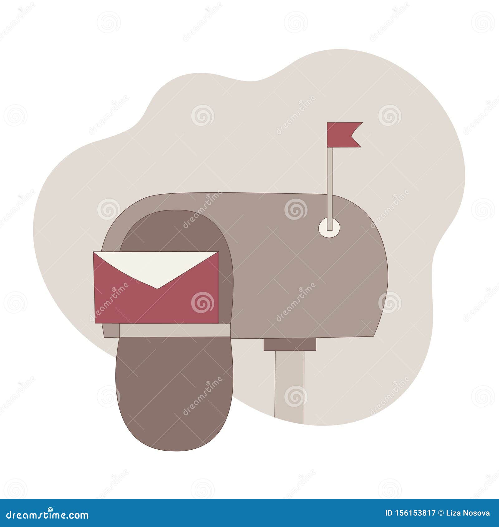 Mailbox with Red Letters Flat Vector Illustration Stock Illustration ...