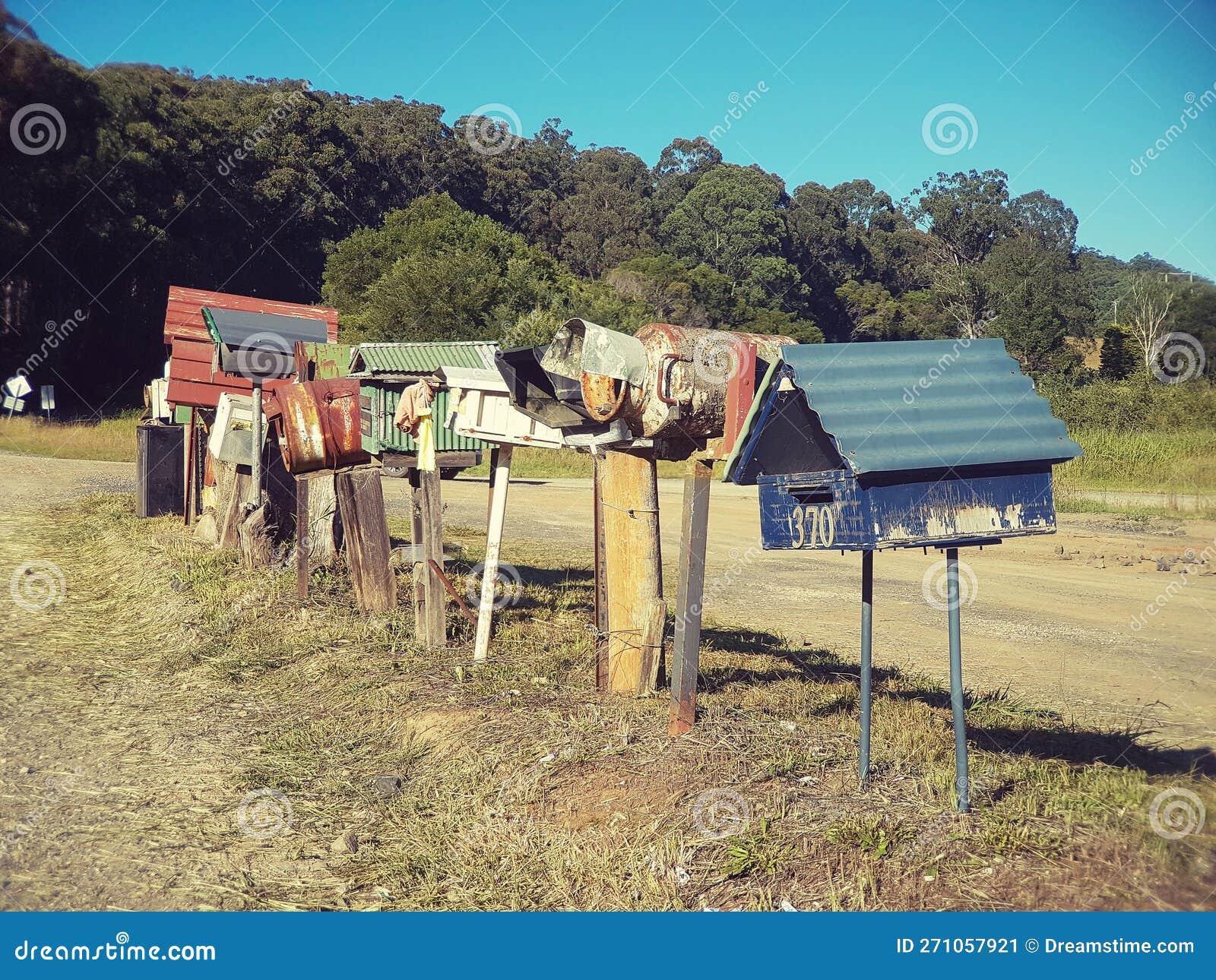 Mailbox, Retro Style, on Country Road. Rusty Letterbox Stock Image ...