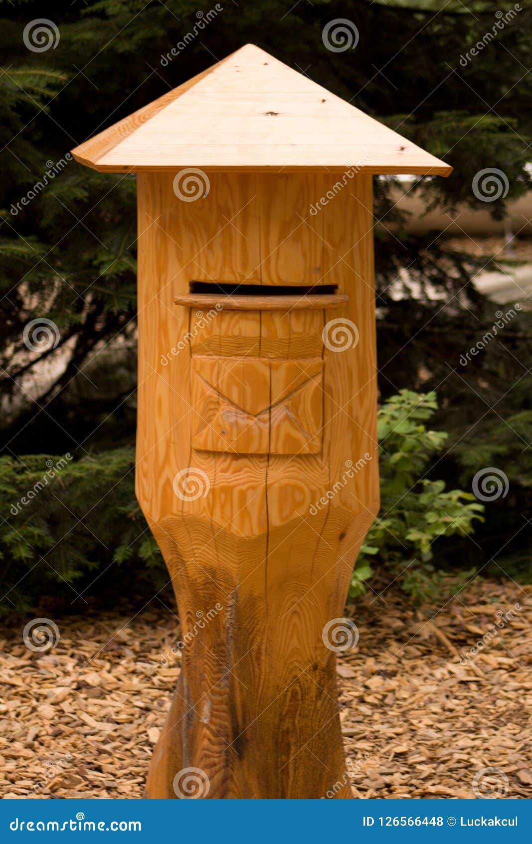 Unique Wooden Mailbox in the Forest. Stock Photo - Image of postman ...