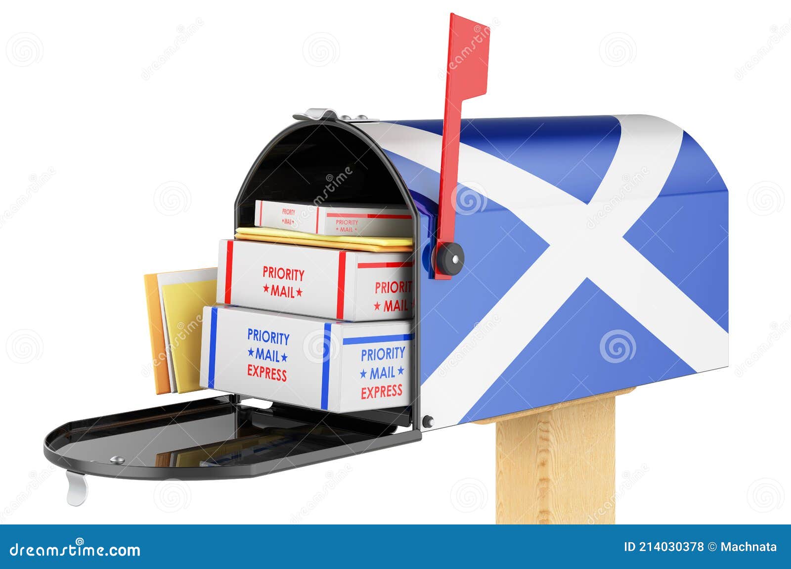 Mailbox with Scottish Flag with Parcels, Envelopes Inside. Shipping in ...