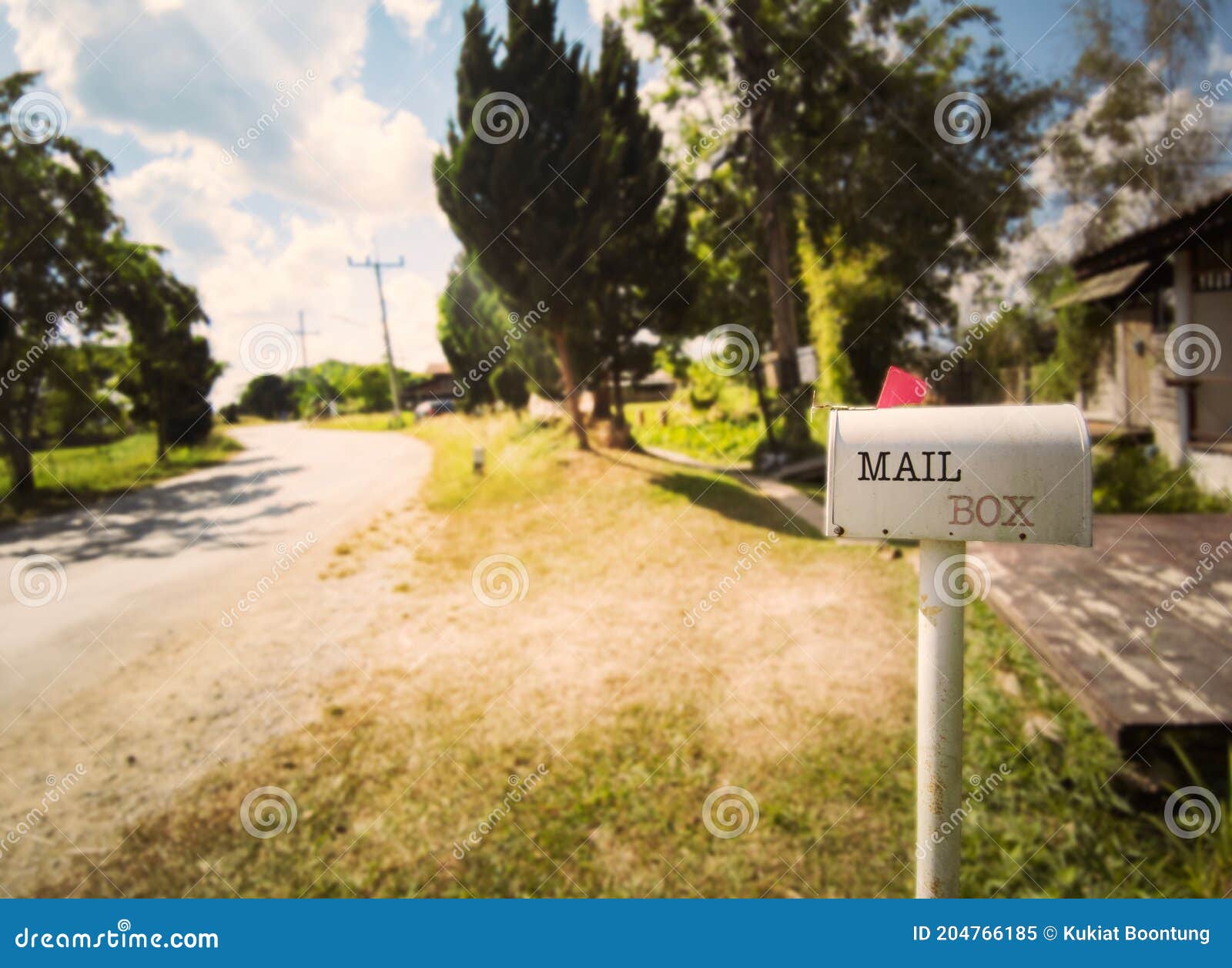 A Mailbox on the Side of a Road in a Rural Village Stock Image - Image ...