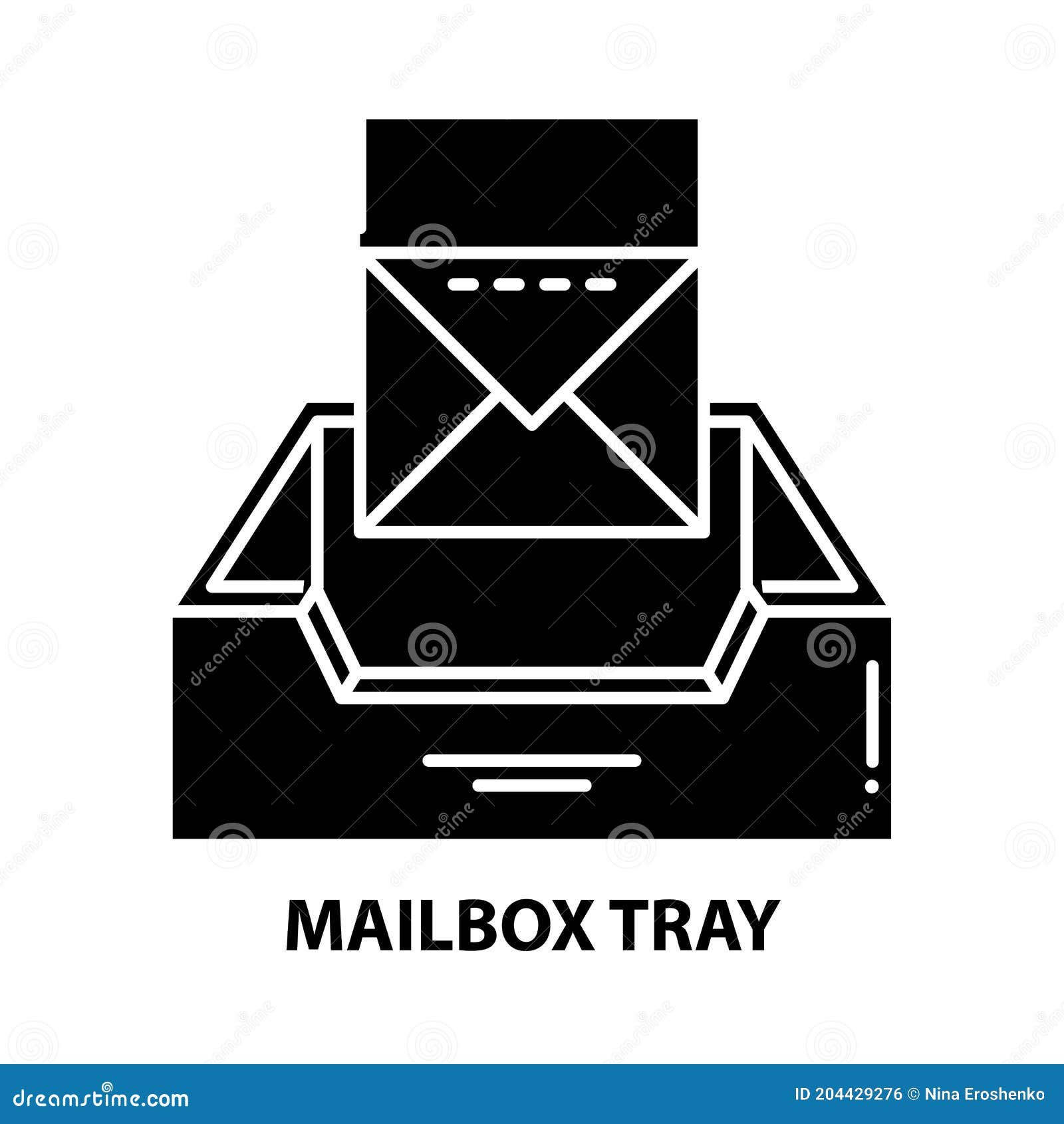 Mailbox Tray Icon, Black Vector Sign with Editable Strokes, Concept ...