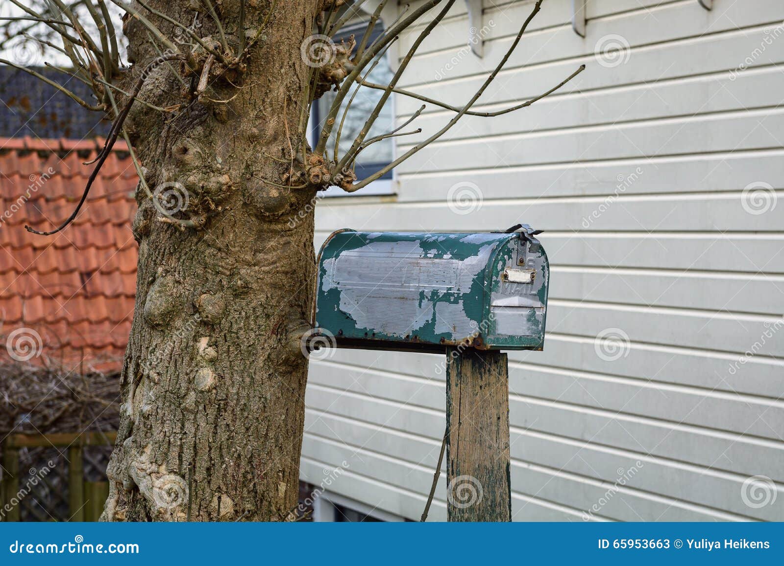 The mailbox at the tree. stock image. Image of outdoor - 65953663