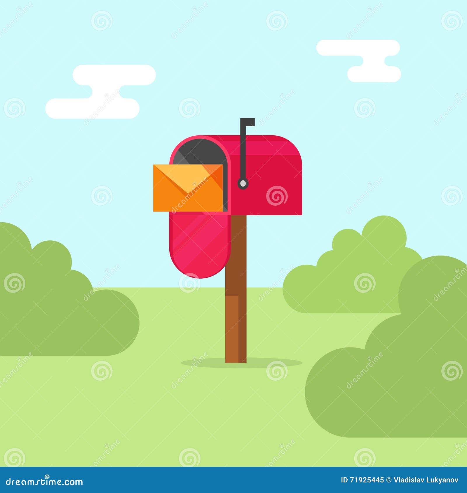 Mailbox Vector Illustration, Post Office Box on Nature Stock Vector ...