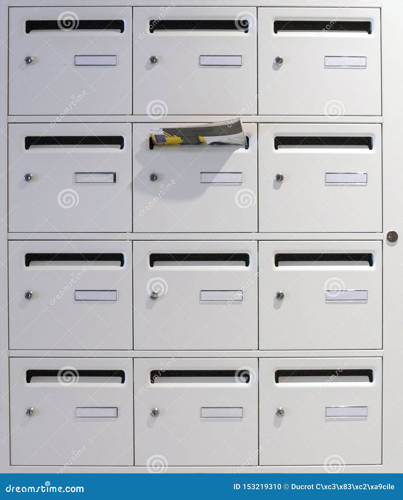 Mailboxes in a building stock photo. Image of group - 153219310