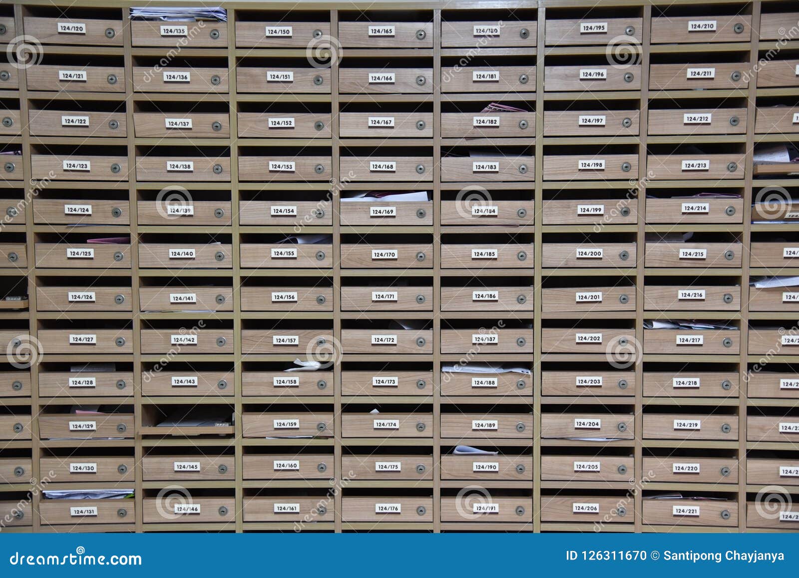 Mailboxes in the Condo. Wooden Mailbox Pattern with Lockable Center in ...