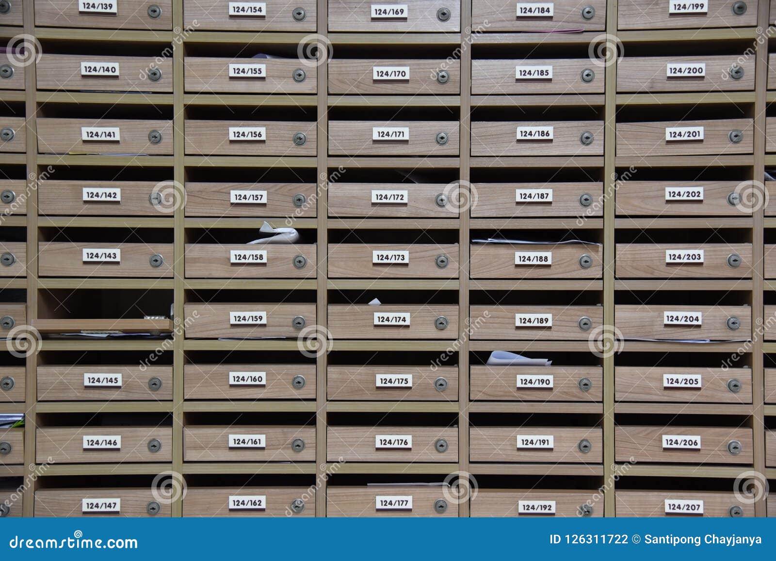 Mailboxes in the Condo. Wooden Mailbox Pattern with Lockable Center in ...