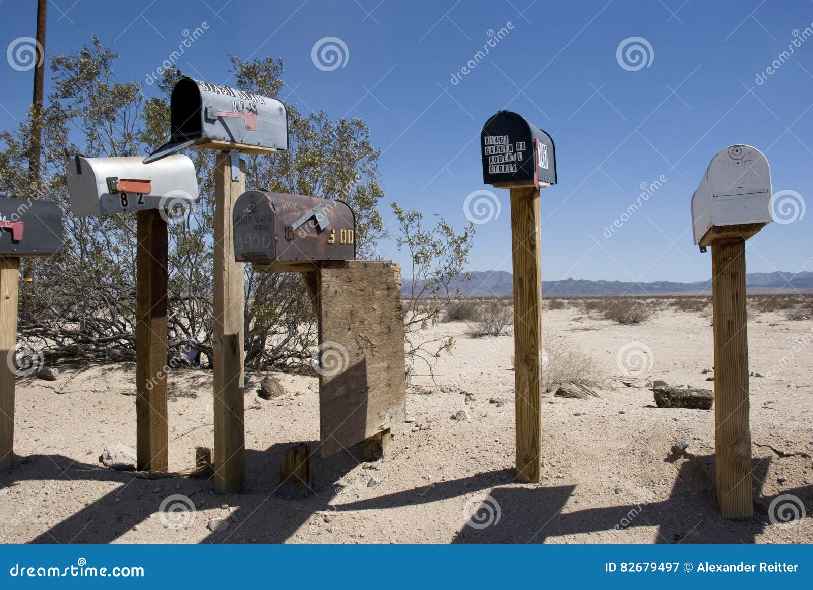 Mailboxes in Desert Landscape of California Editorial Photography ...