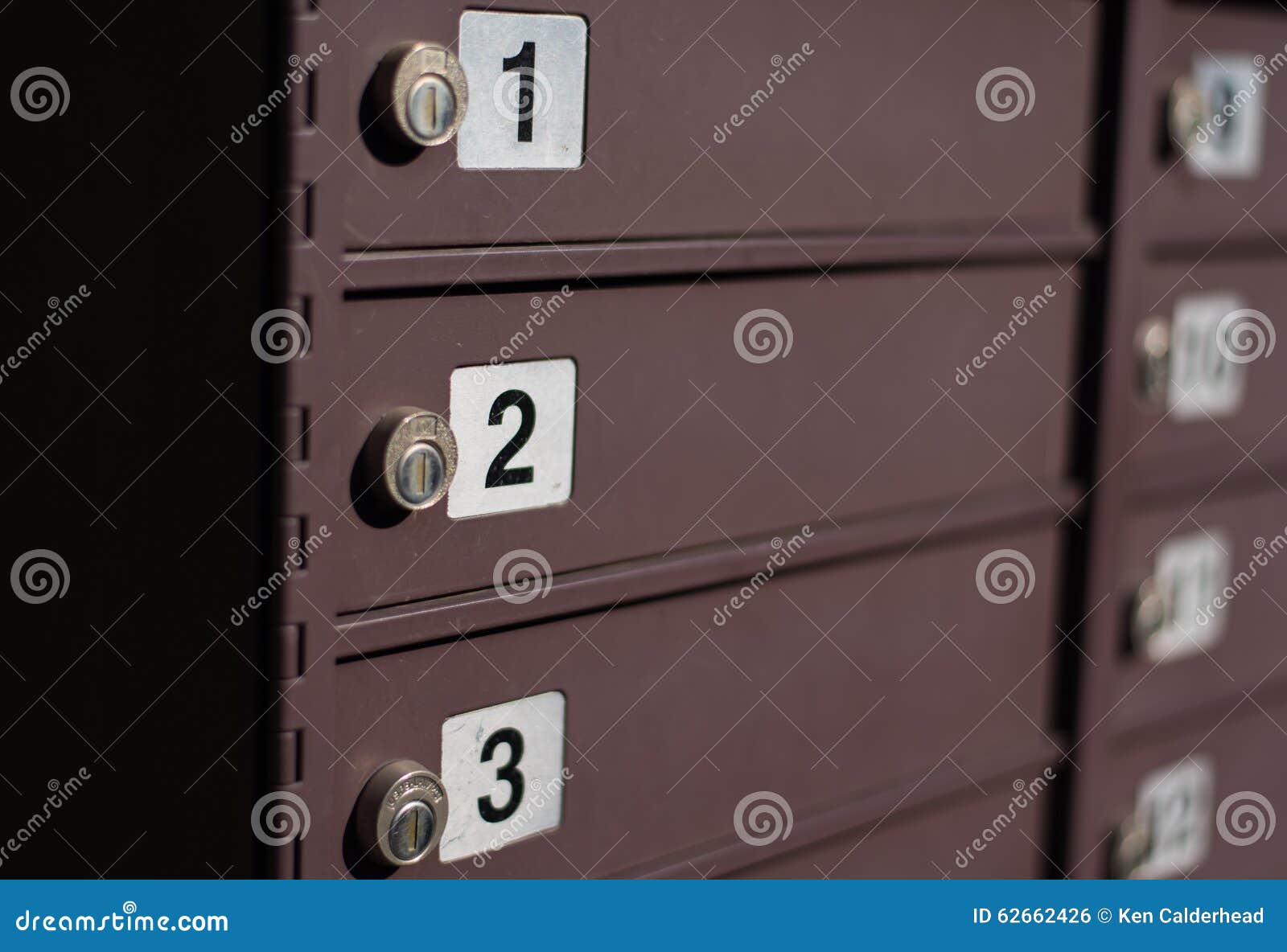 Mailboxes with Numbers stock photo. Image of brown, post - 62662426