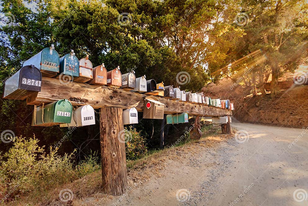 Mailboxes in a Row on a Country Road Editorial Stock Image - Image of ...
