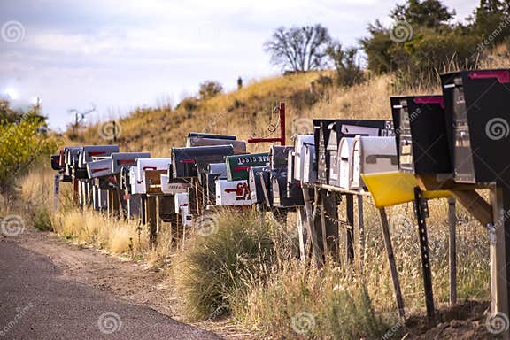Mailboxes in a Row Ready for Mail Stock Image - Image of ready, bright ...