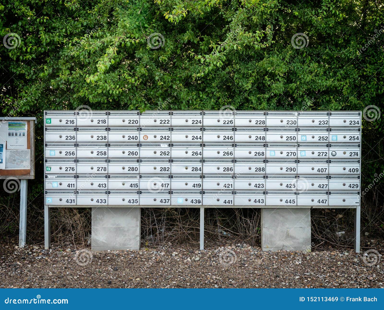 Mailboxes in rows stock image. Image of message, white - 152113469