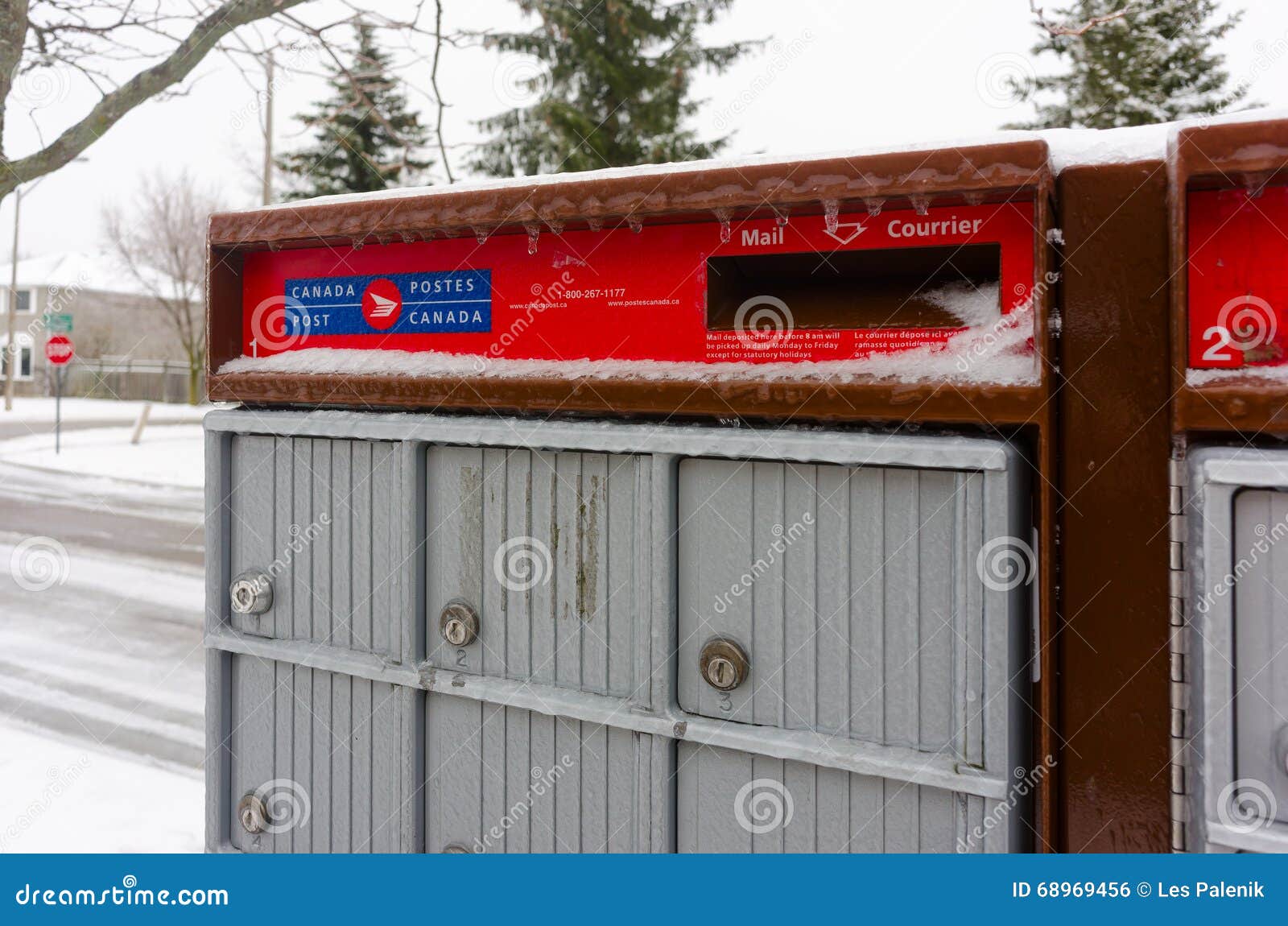 Mailboxes in winter editorial photo. Image of sleet, mailbox - 68969456
