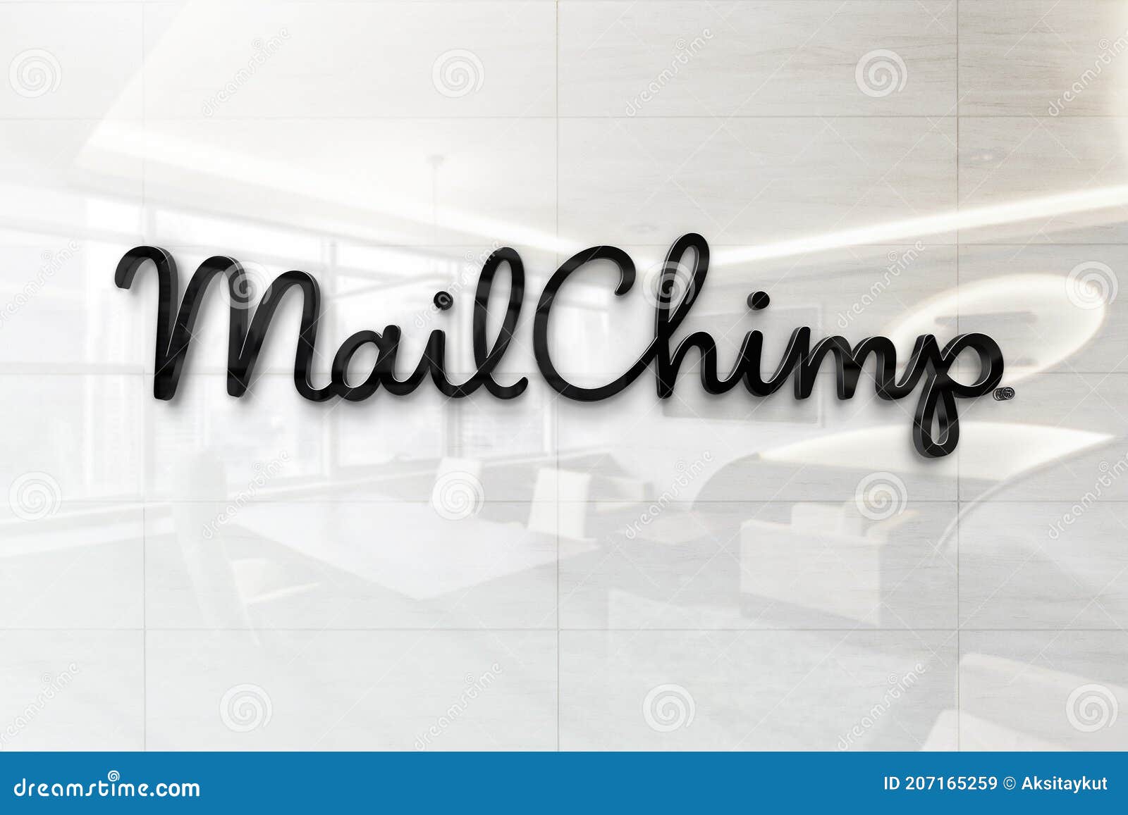 Mailchimp On Glossy Office Wall Realistic Texture Editorial Photo ...