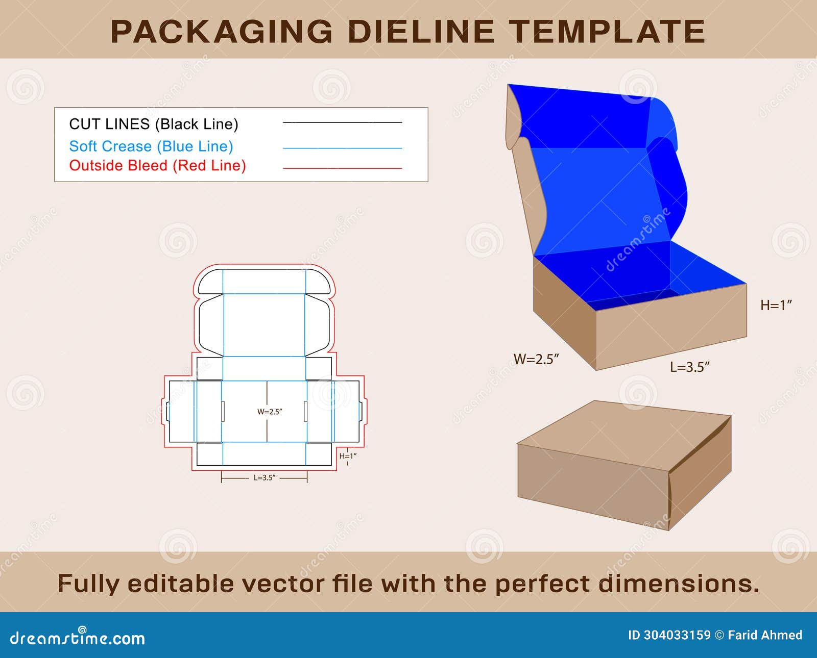 Mailer Box, Gift Box, Storage Box Dieline Template and 3d Box Stock ...