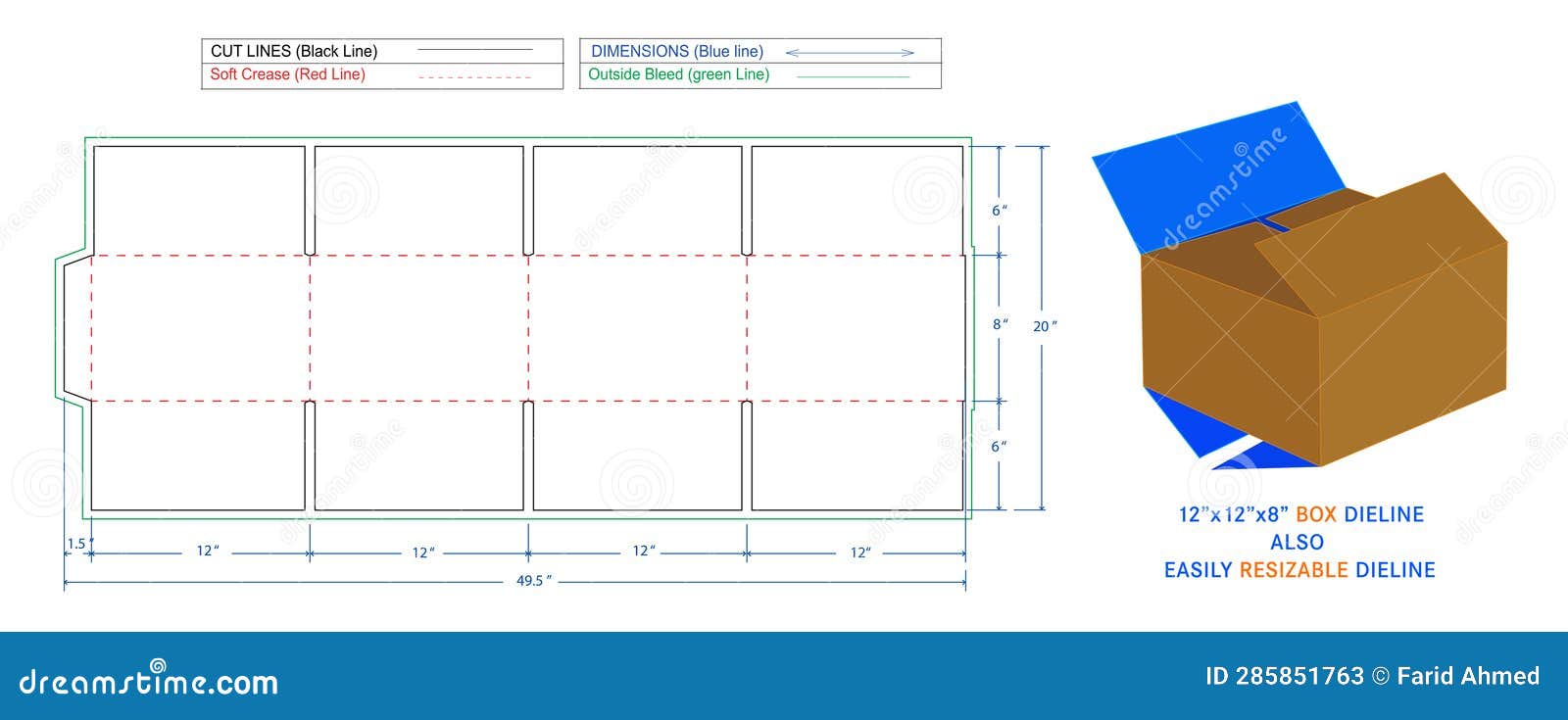 Mailer Shipping Box Corrugated Custom Box Dieline Template Stock Vector ...