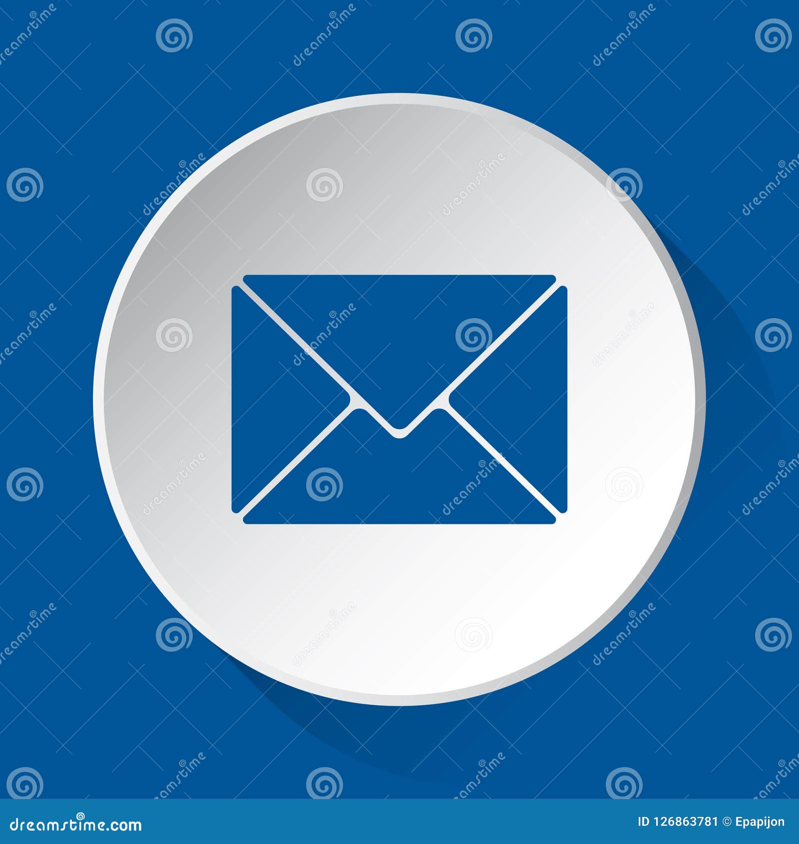 Mailing Envelope, Simple Blue Icon on White Button Stock Vector ...