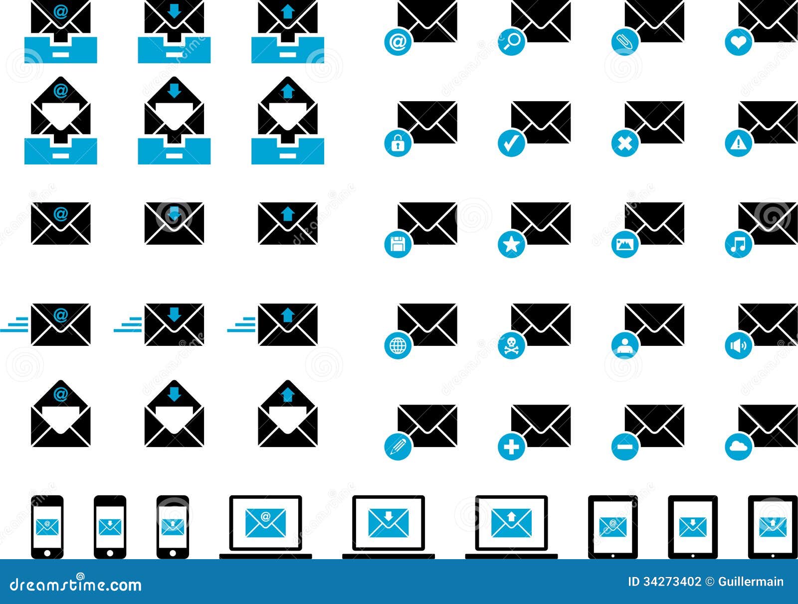 Mailing icons stock vector. Illustration of flag, message - 34273402