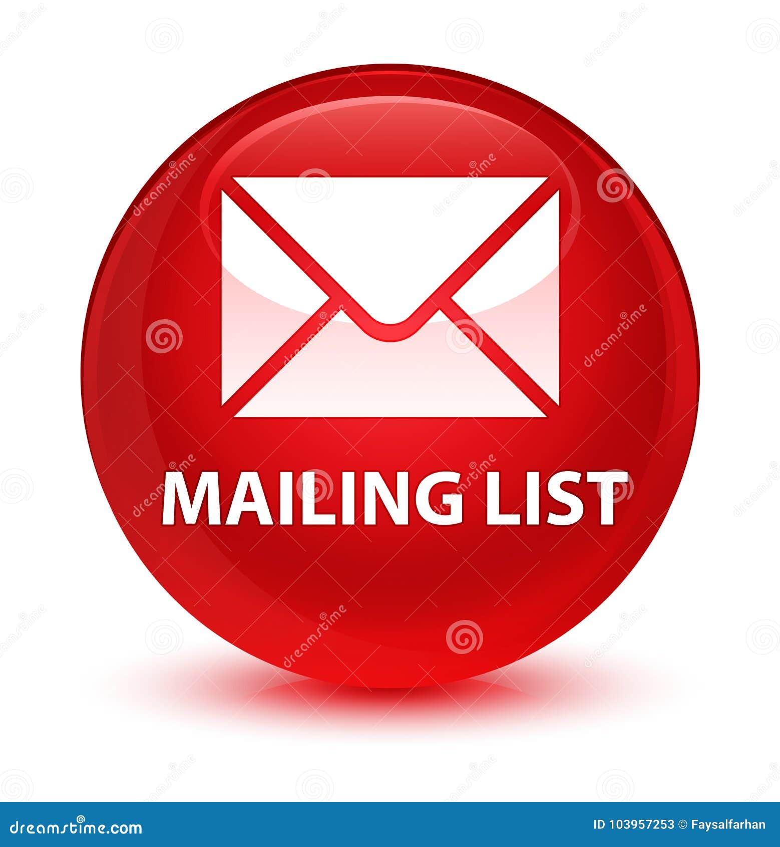 Mailing List Glassy Red Round Button Stock Illustration - Illustration ...