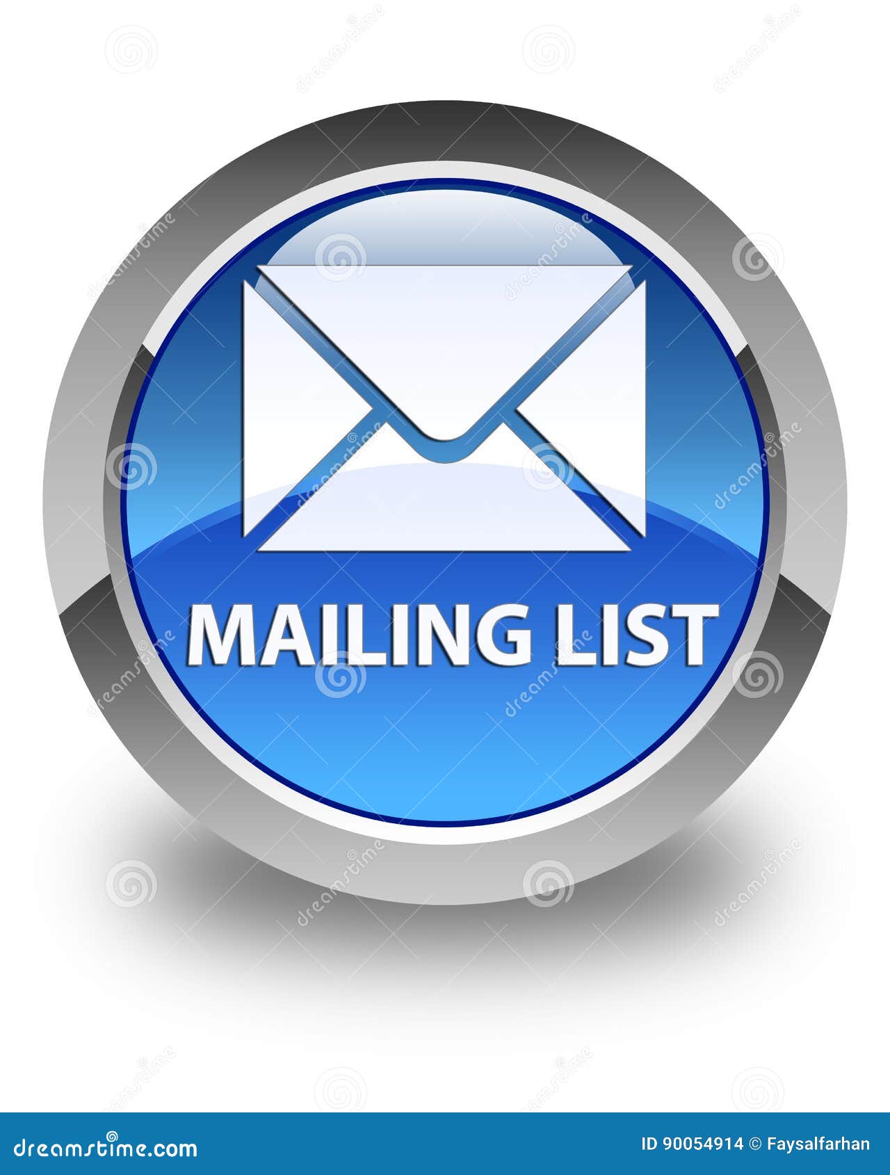 Mailing List Glossy Blue Round Button Stock Illustration - Illustration ...