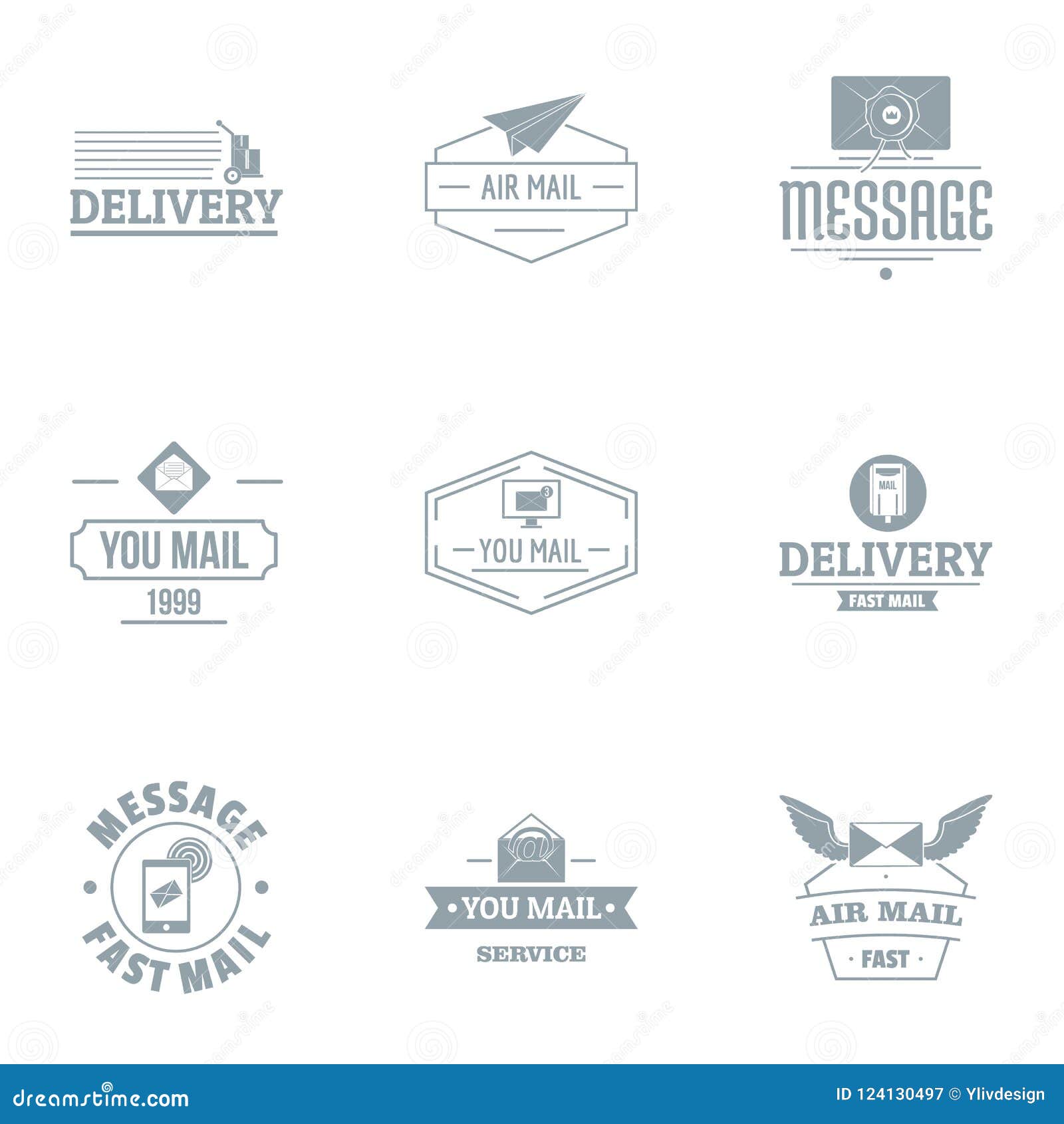 Mailing List Logo Set, Simple Style Stock Vector - Illustration of ...