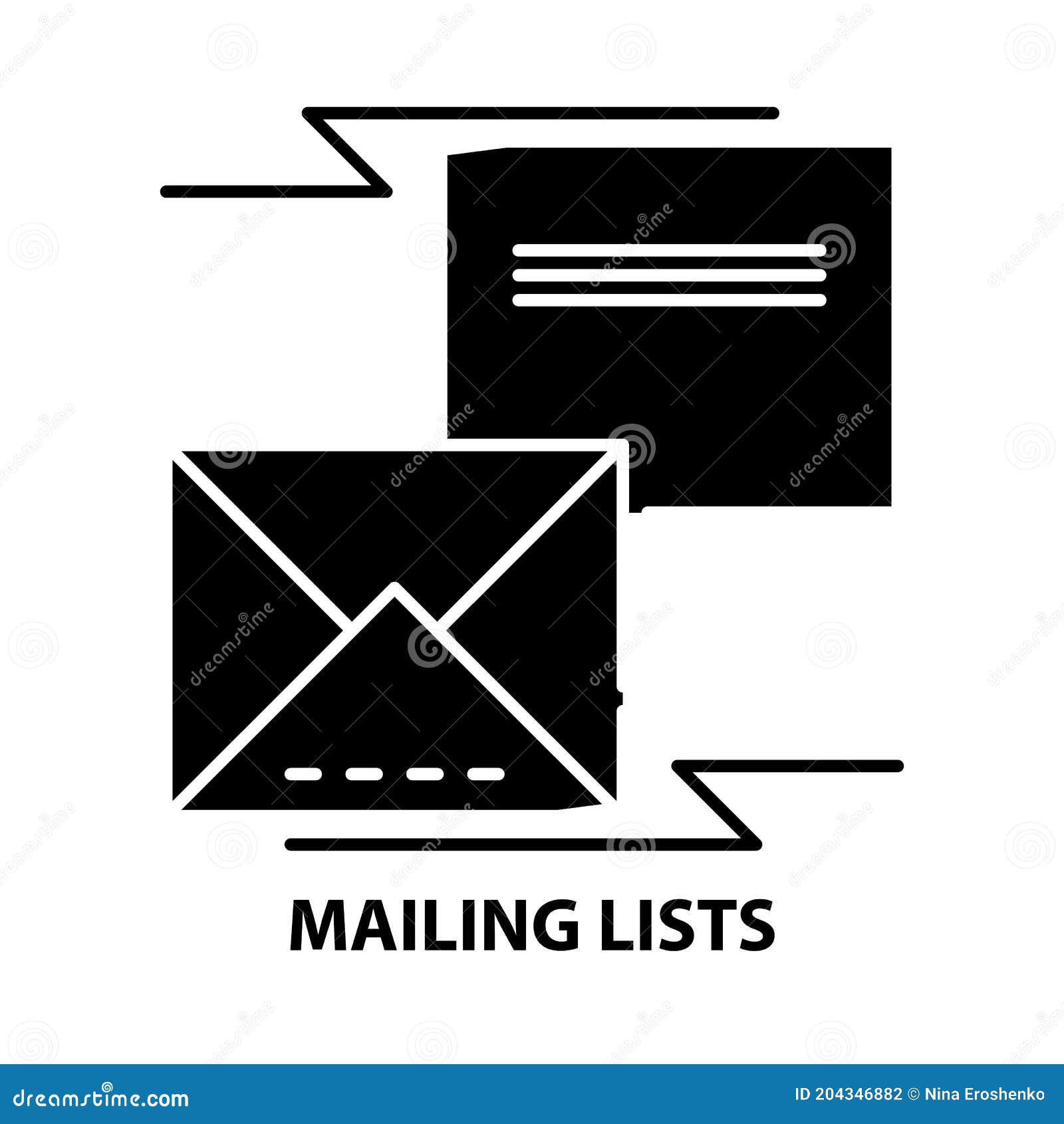 Mailing Lists Icon, Black Vector Sign with Editable Strokes, Concept ...