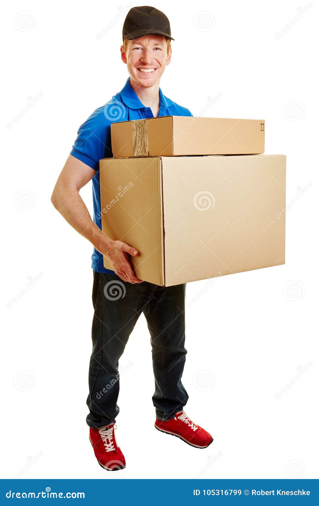 Mailman Bringing Packages from a Parcel Service Stock Image - Image of ...