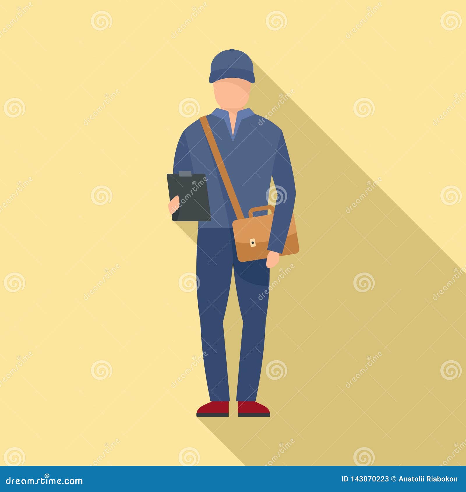 Mailman icon, flat style stock vector. Illustration of mailman - 143070223
