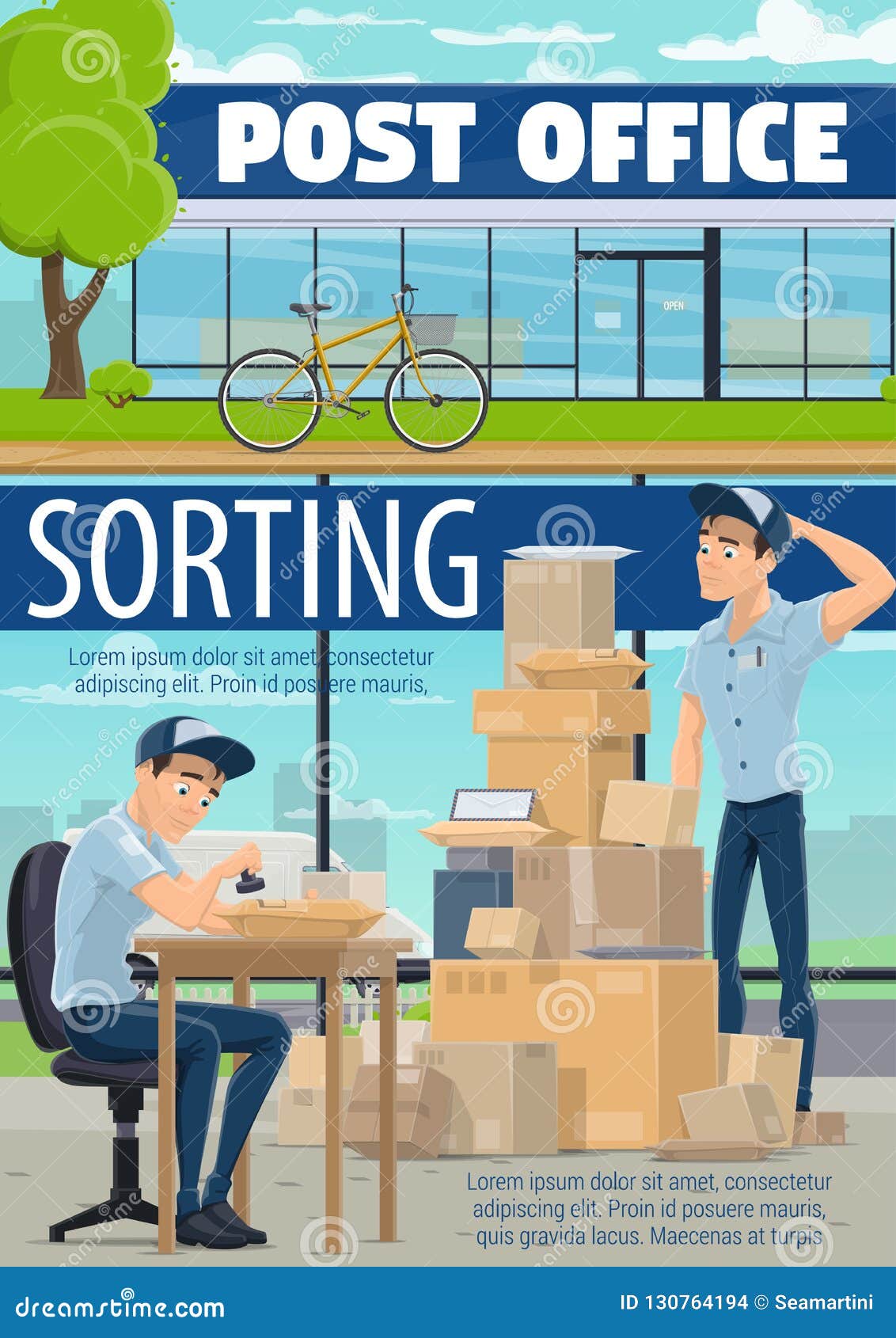 Mailman Sorting Mail in Post Office, Vector Stock Vector - Illustration ...