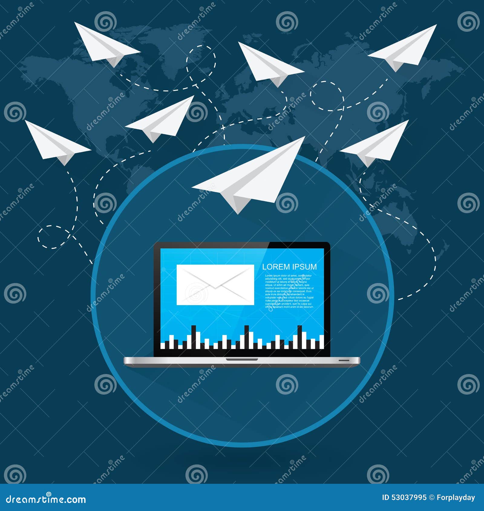 Mails Flying Around the World As Paper Airplanes Stock Vector ...