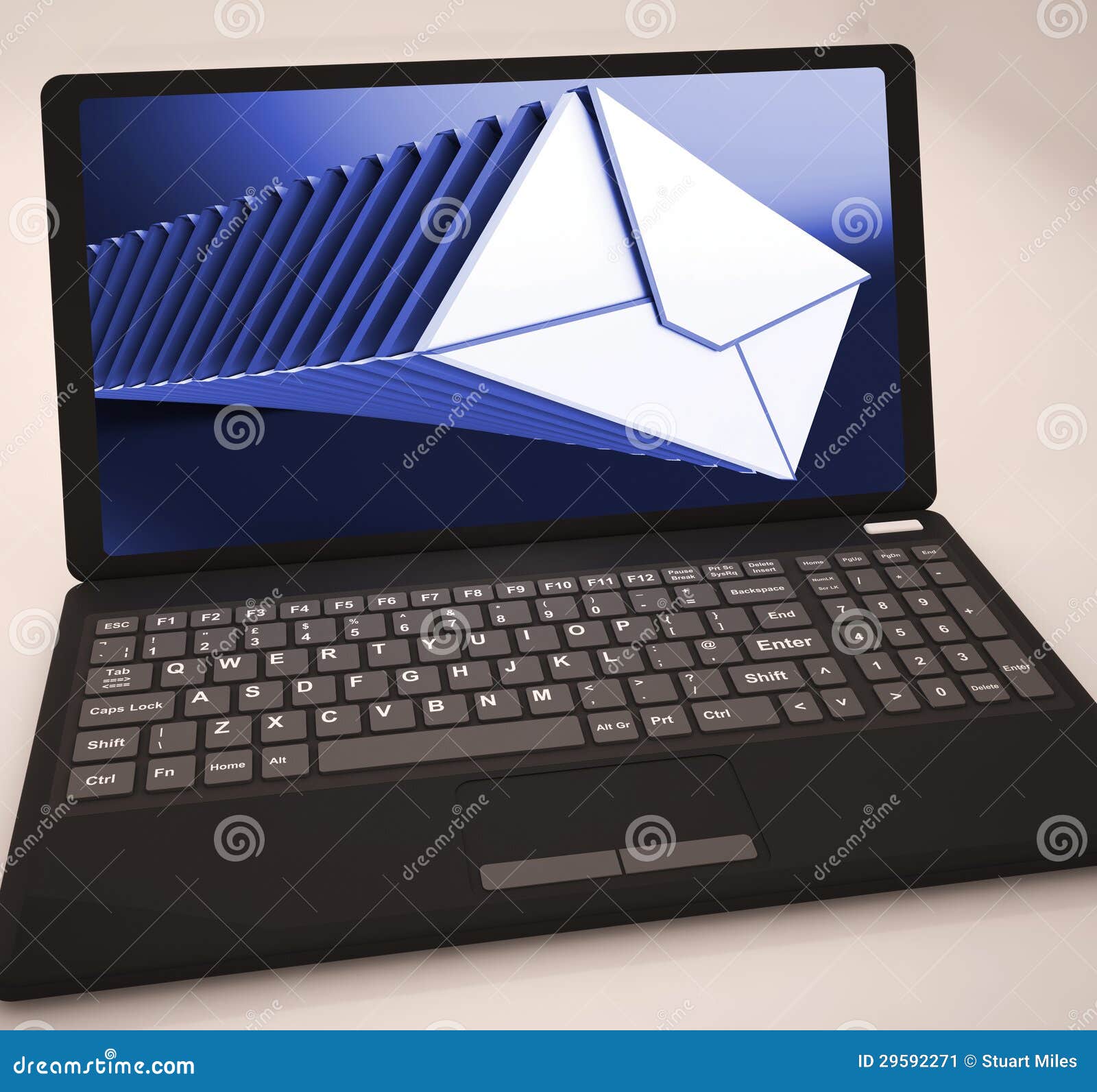 Mails List at Laptop Shows Ongoing Messages Stock Illustration ...