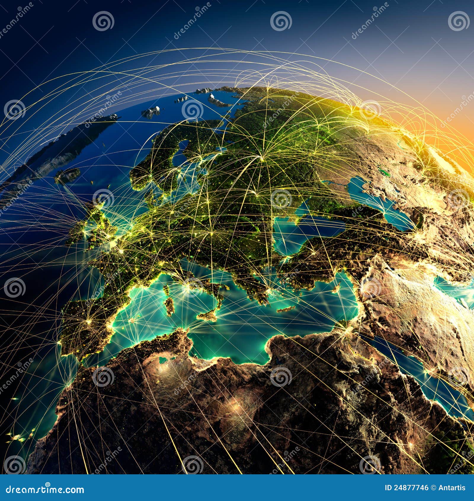 Main air routes in Europe stock illustration. Illustration of internet ...