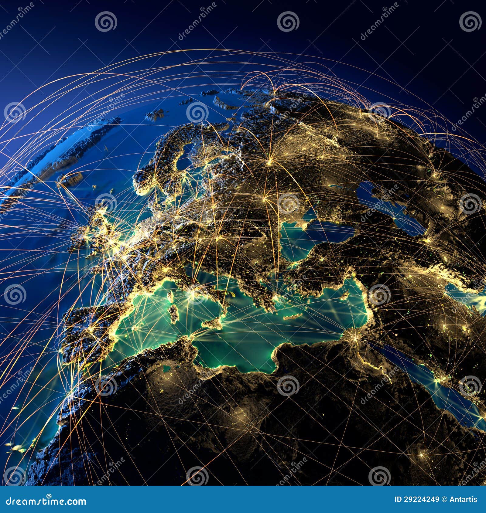 Main air routes in Europe stock illustration. Illustration of logistics ...