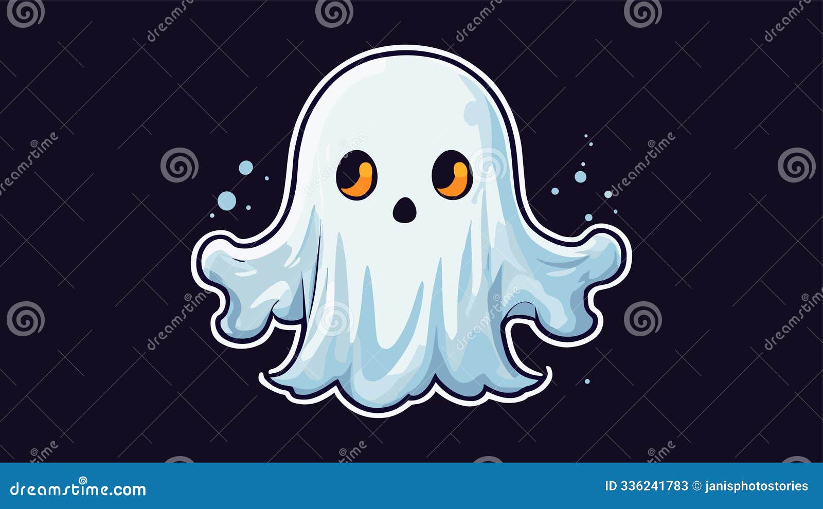 Cartoon Ghost with Surprised Expression, Vector Illustration, Dark ...