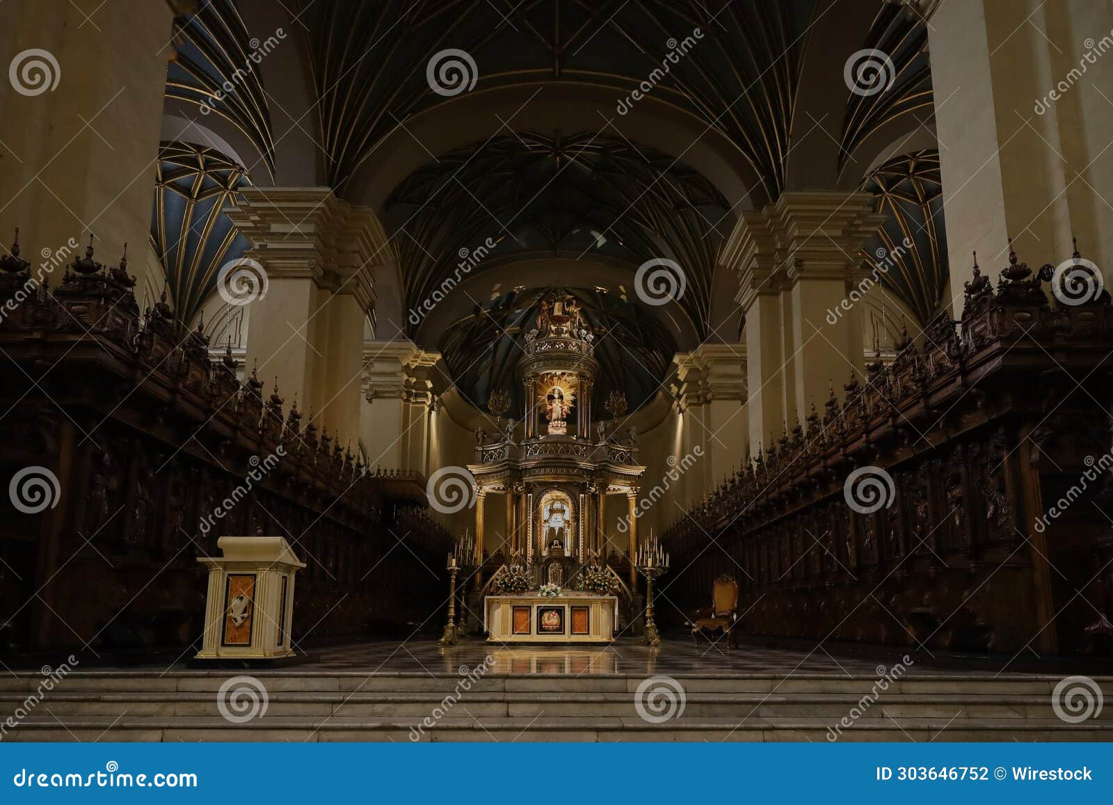 Main Atrium of the Cathedral of Lima, Peru Stock Photo - Image of ...