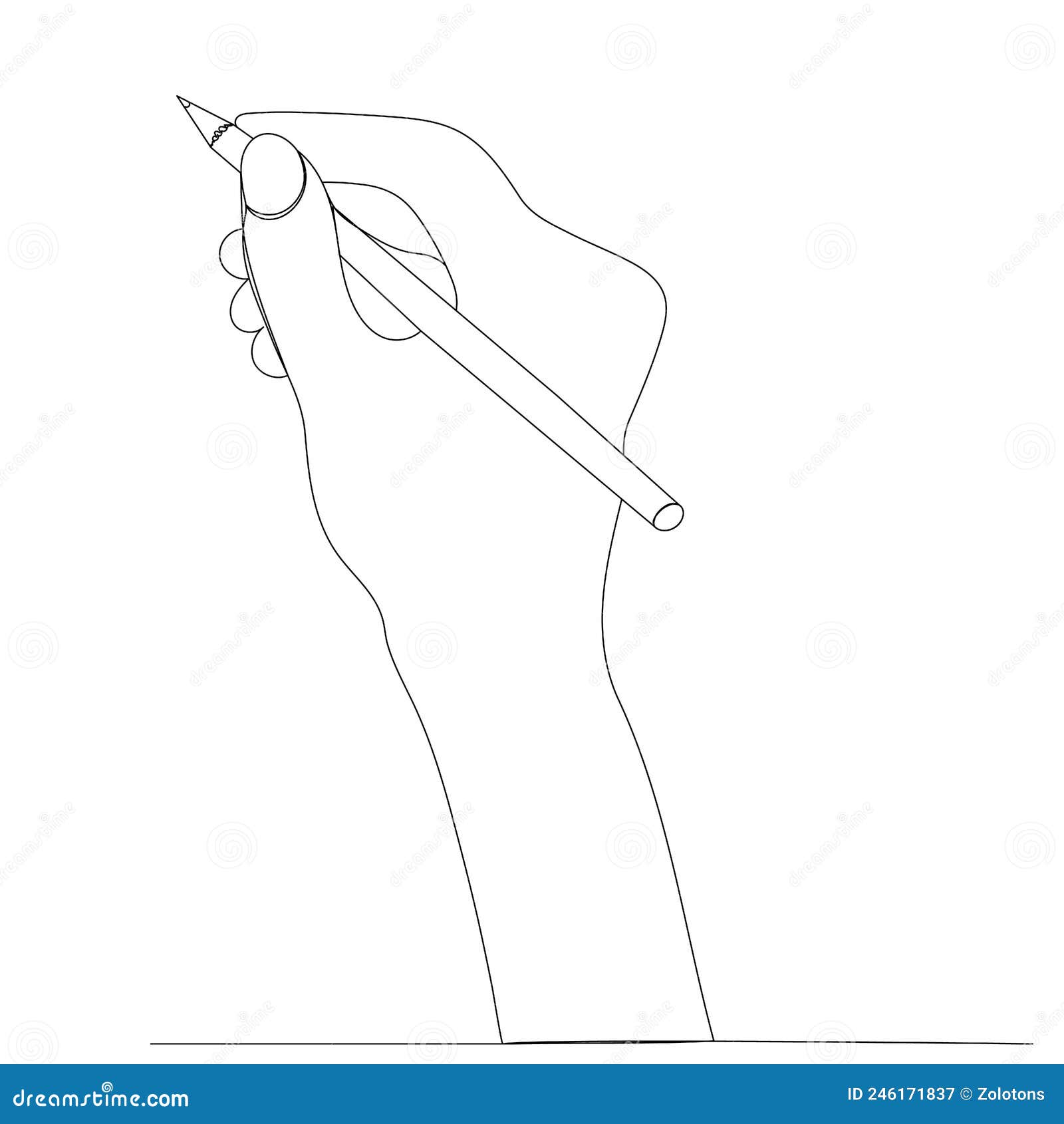 Main Avec Crayon Trait Continu Dessin Illustration de Vecteur ...