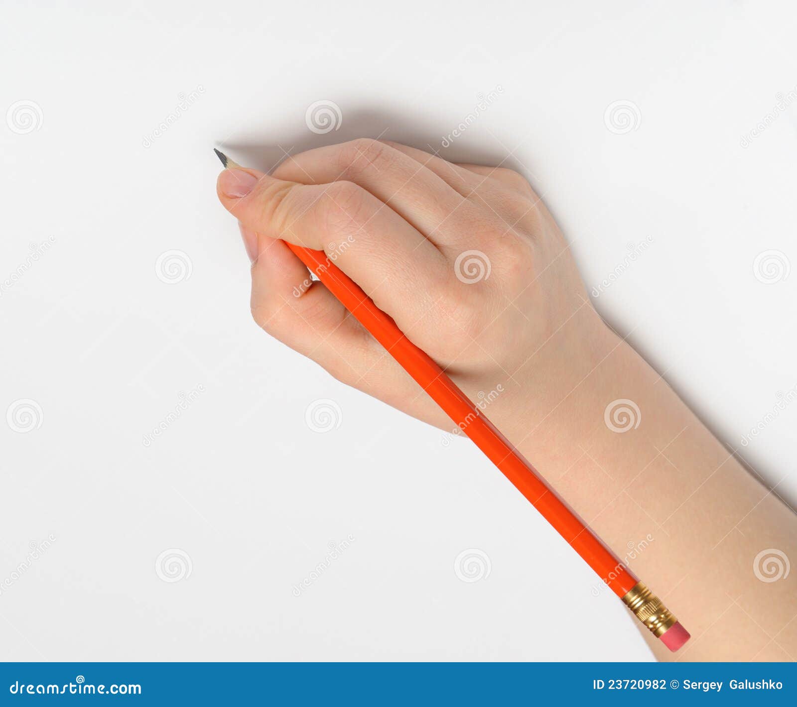 Main avec le crayon rouge photo stock. Image du affaires - 23720982