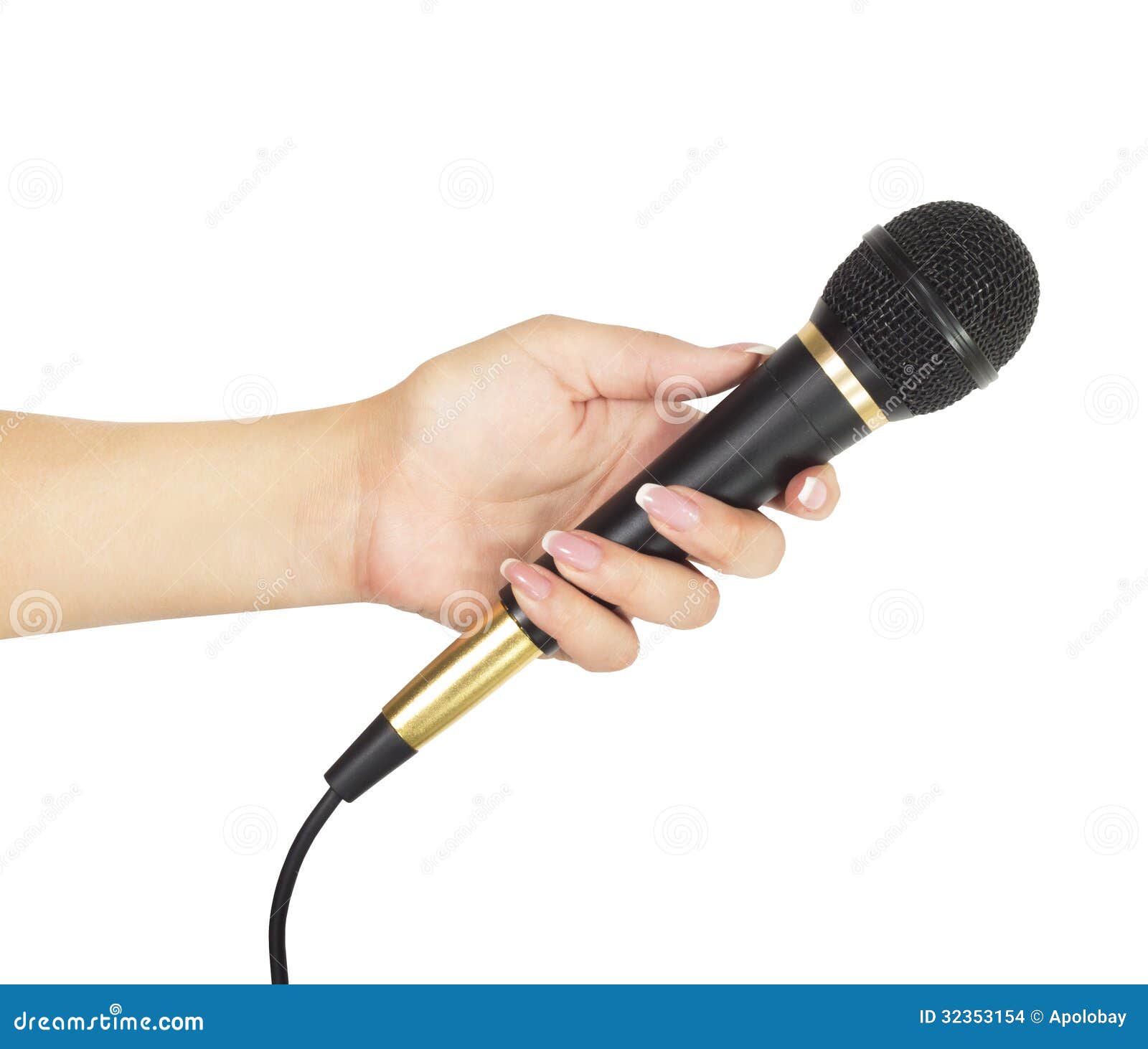 Main Avec Le Microphone D'isolement Sur Le Fond Blanc Photo stock ...