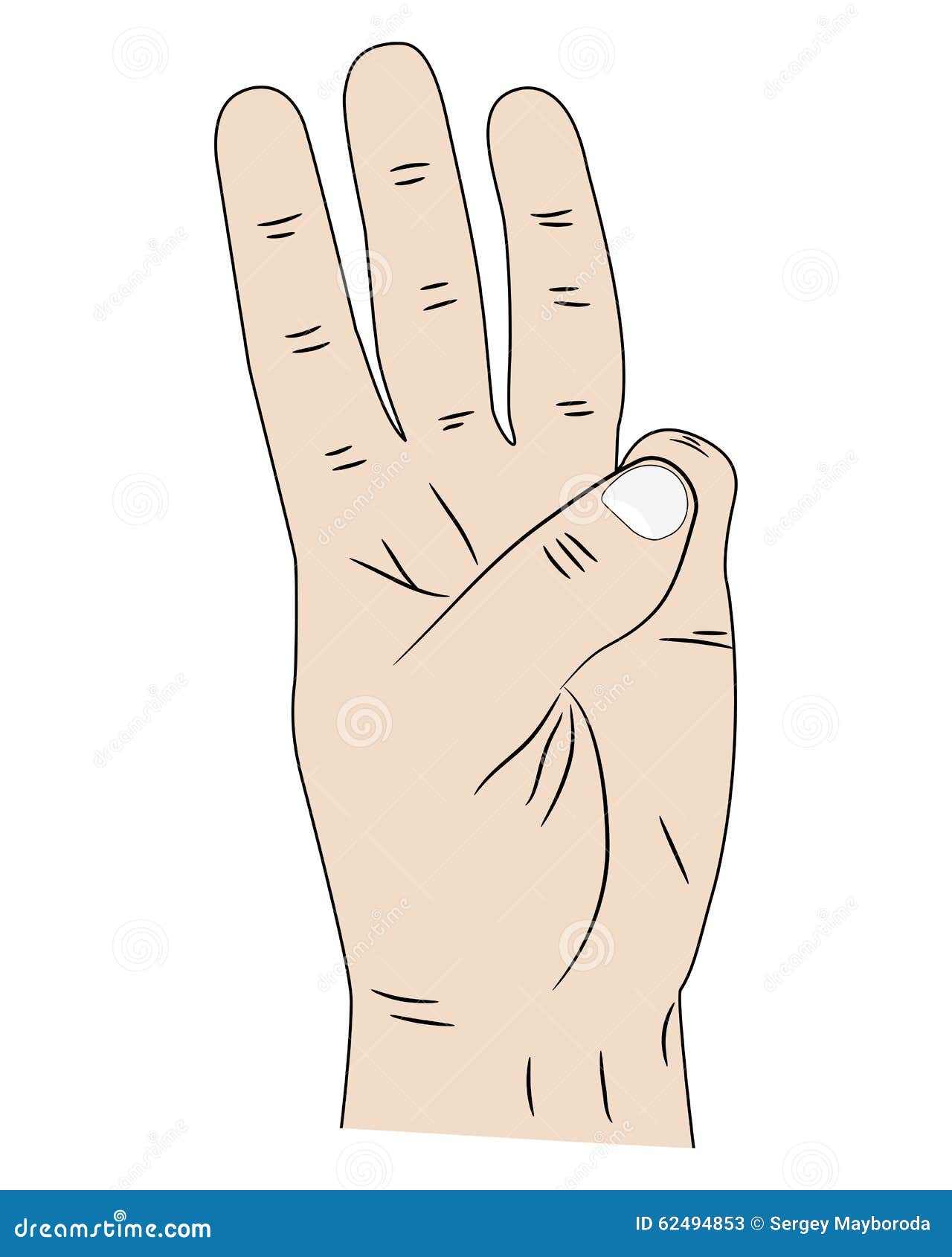 Main Avec Trois Doigts Vers Le Haut Illustration de Vecteur ...