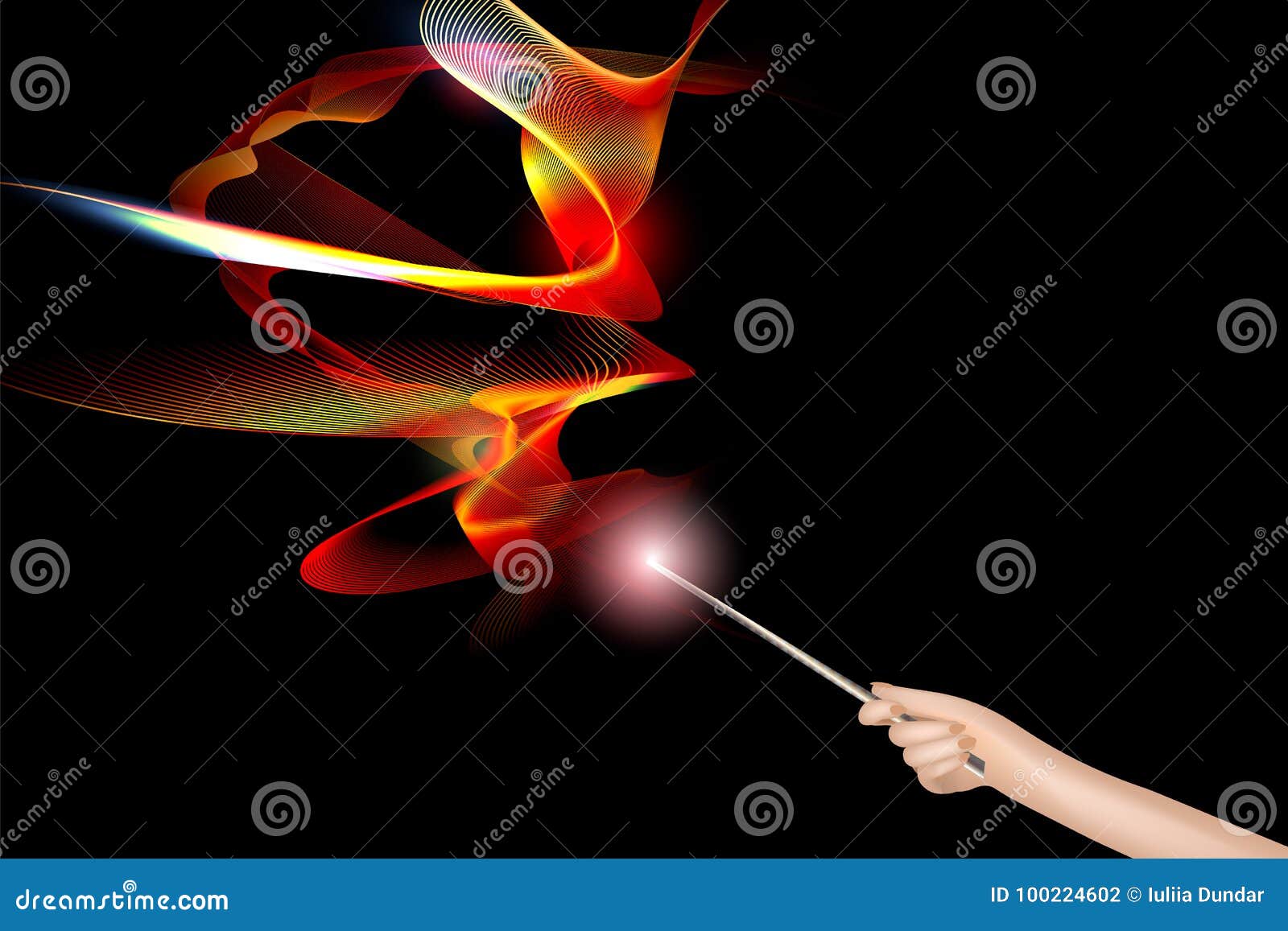 Main Avec Une Baguette Magique Magique Illustration de Vecteur ...