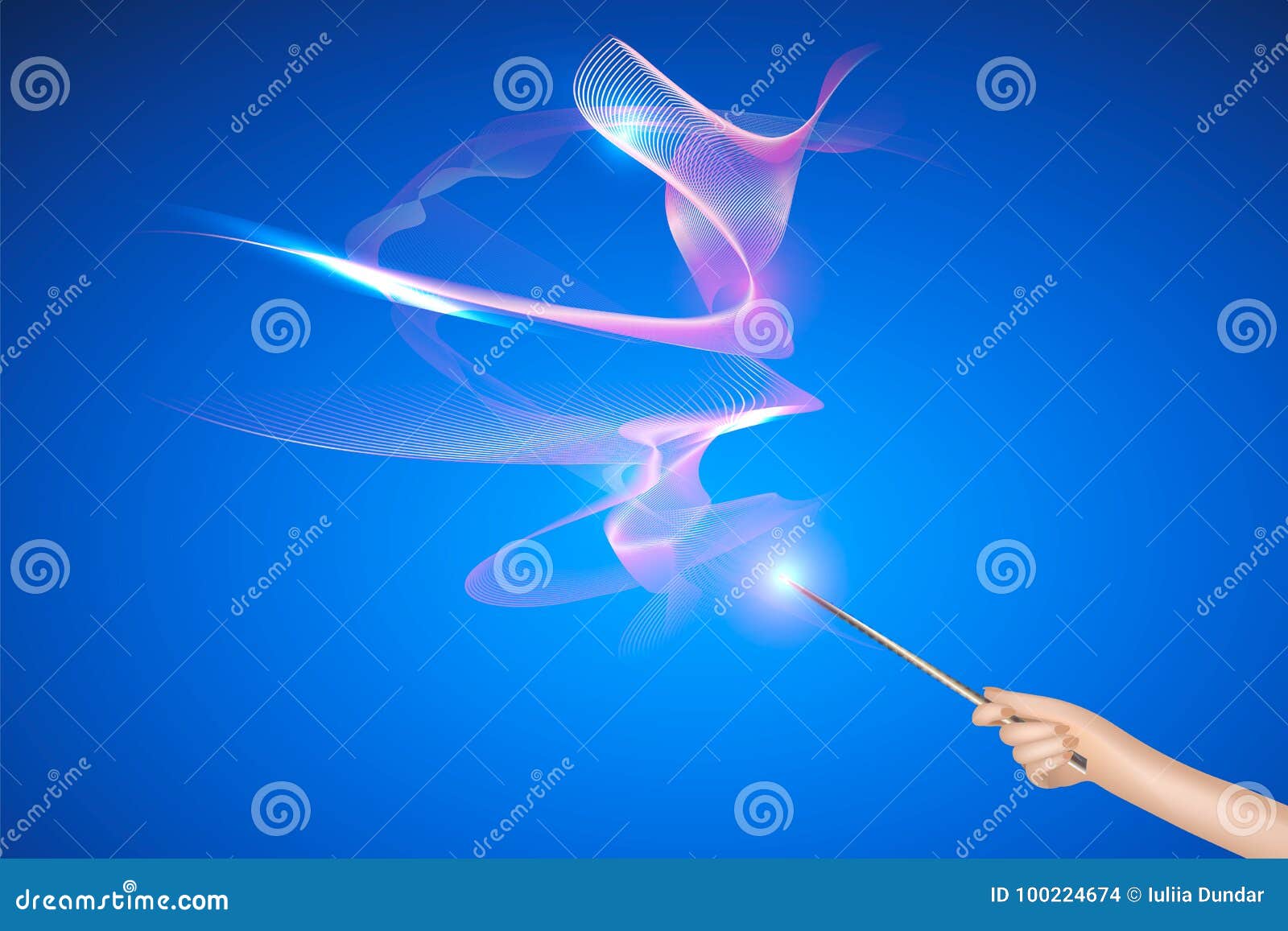Main Avec Une Baguette Magique Magique Illustration de Vecteur ...