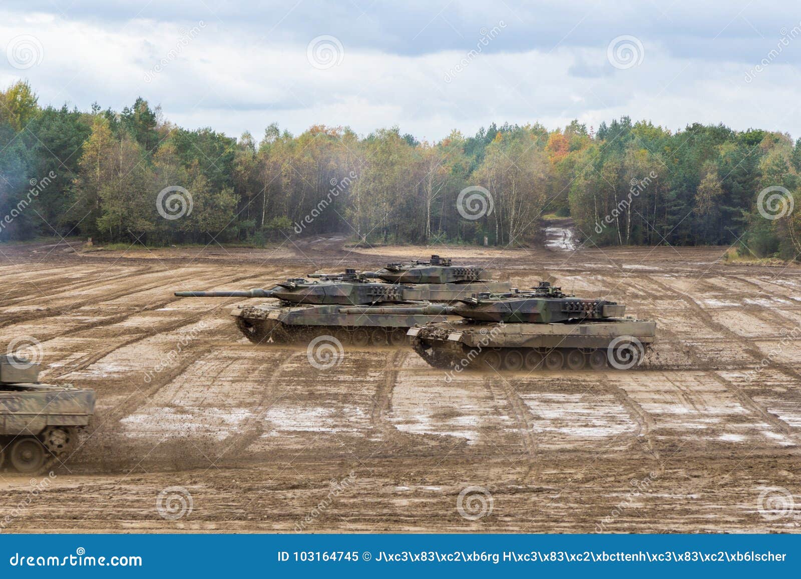 German Main Battle Tanks Drives on Battlefield Stock Image - Image of ...
