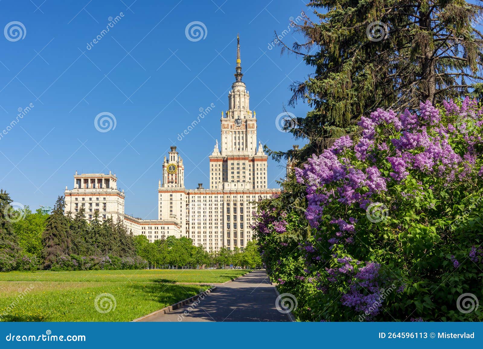 Main Building of Moscow State University in Spring, Russia Stock Image ...
